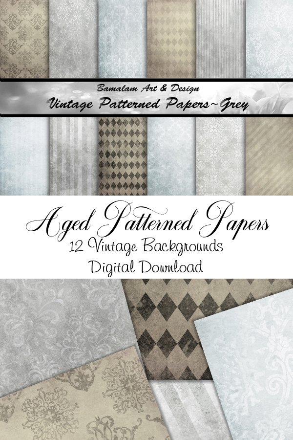 Aged Grey Patterned Papers