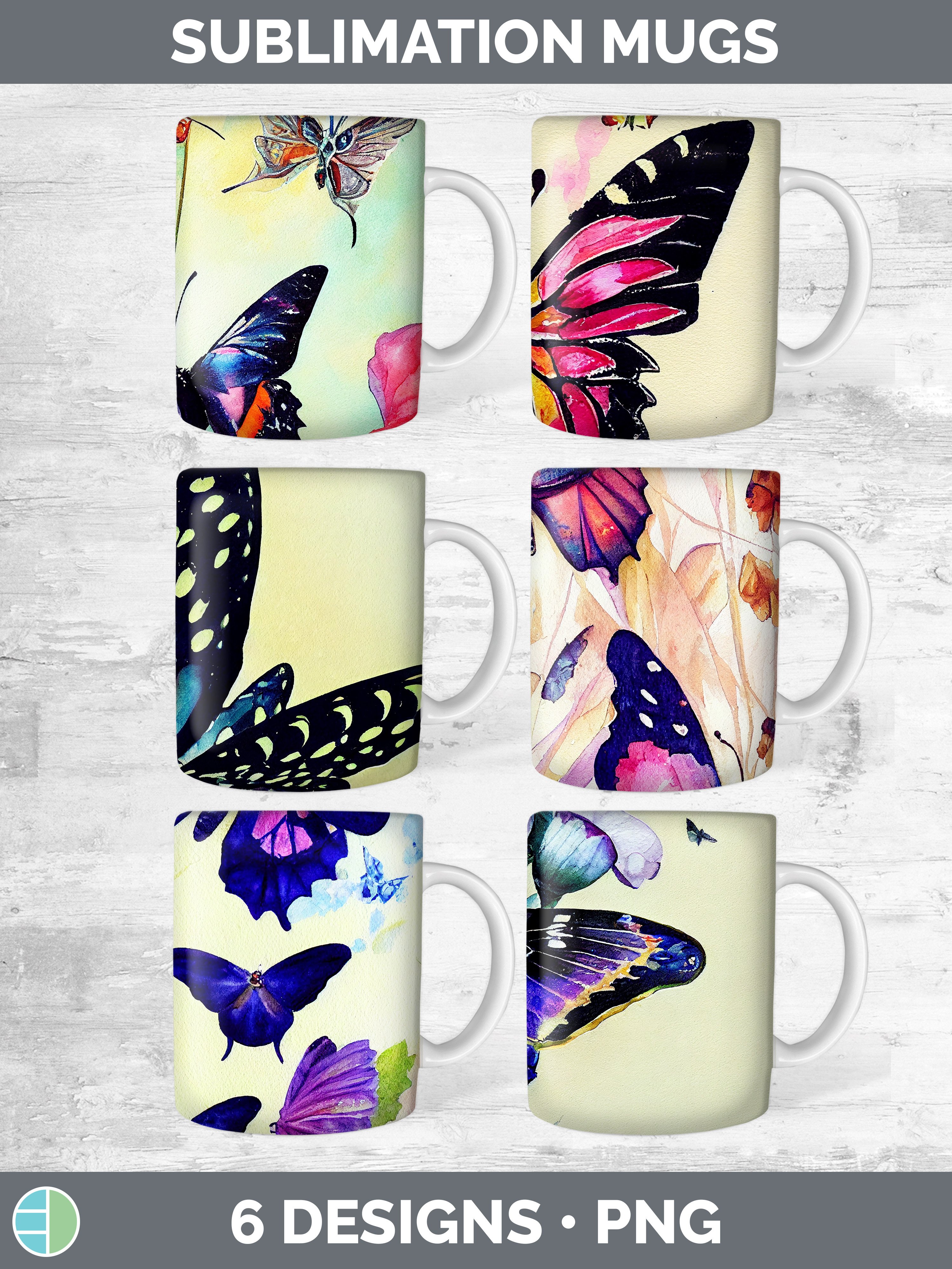 Butterflies Mug Sublimation | Coffee Cup Designs PNG