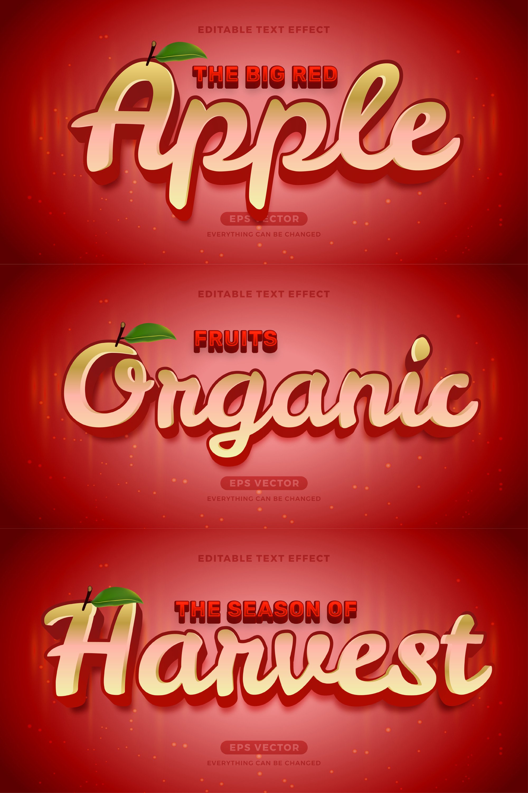 Apple editable text effect style vector