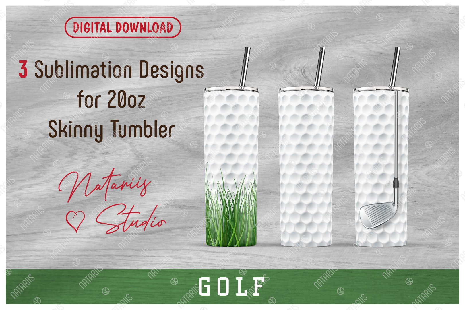 4 Realistic Golf Patterns for 20oz SKINNY TUMBLER.