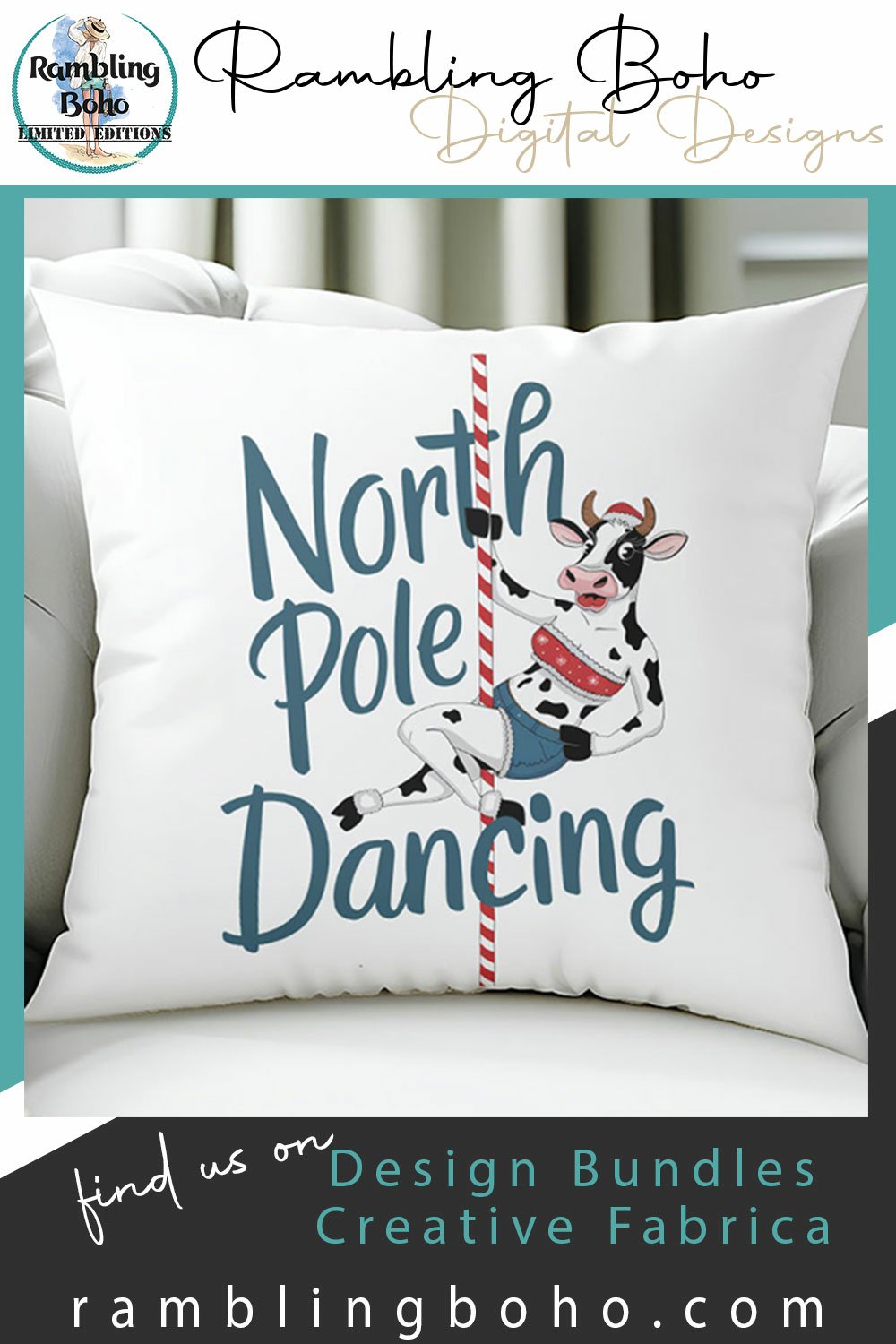 North Pole Dancing Funny Cow Pun Holiday