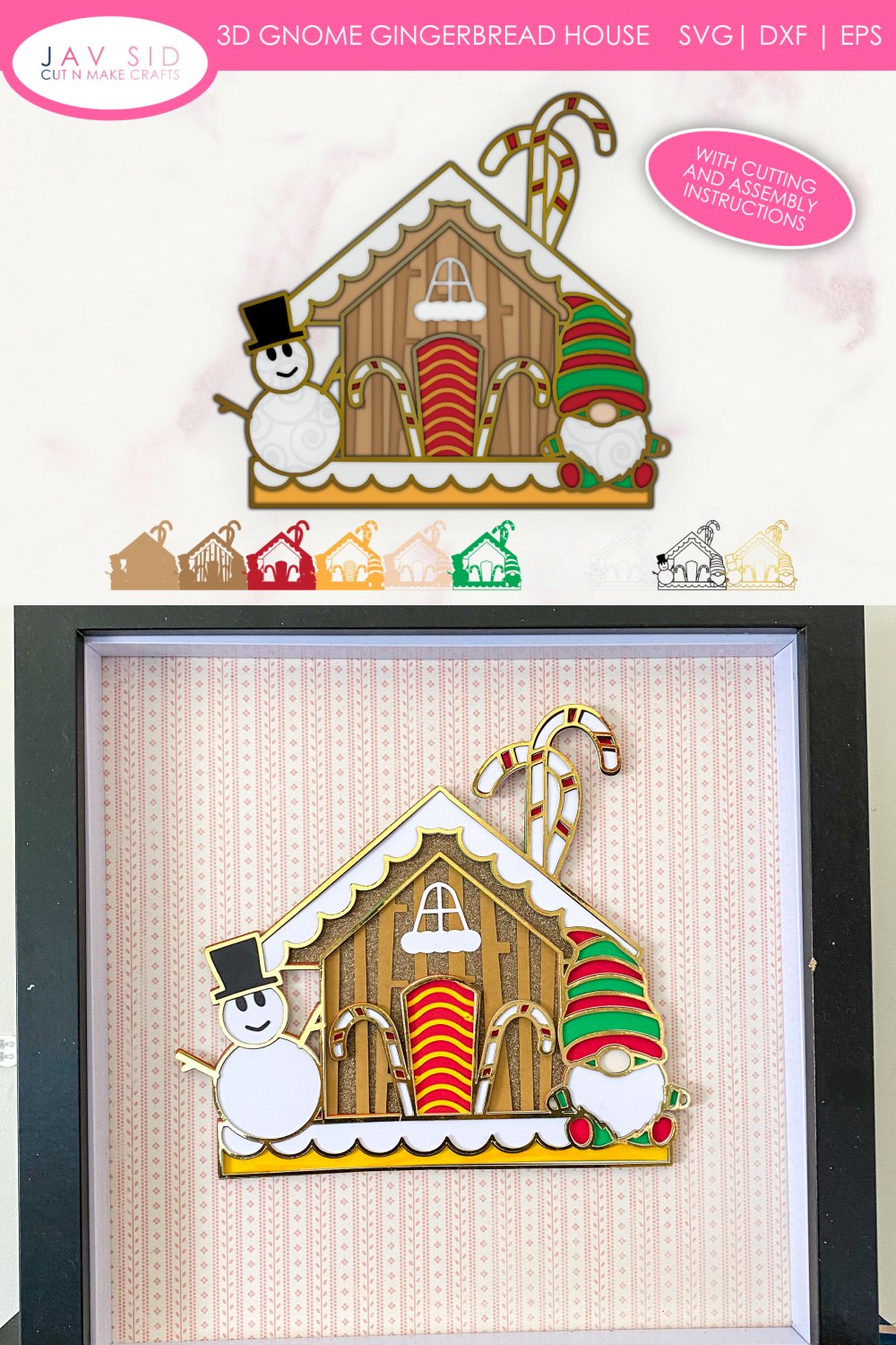 3D Gingerbread House SVG Cut File | Holiday SVG | 3D SVG