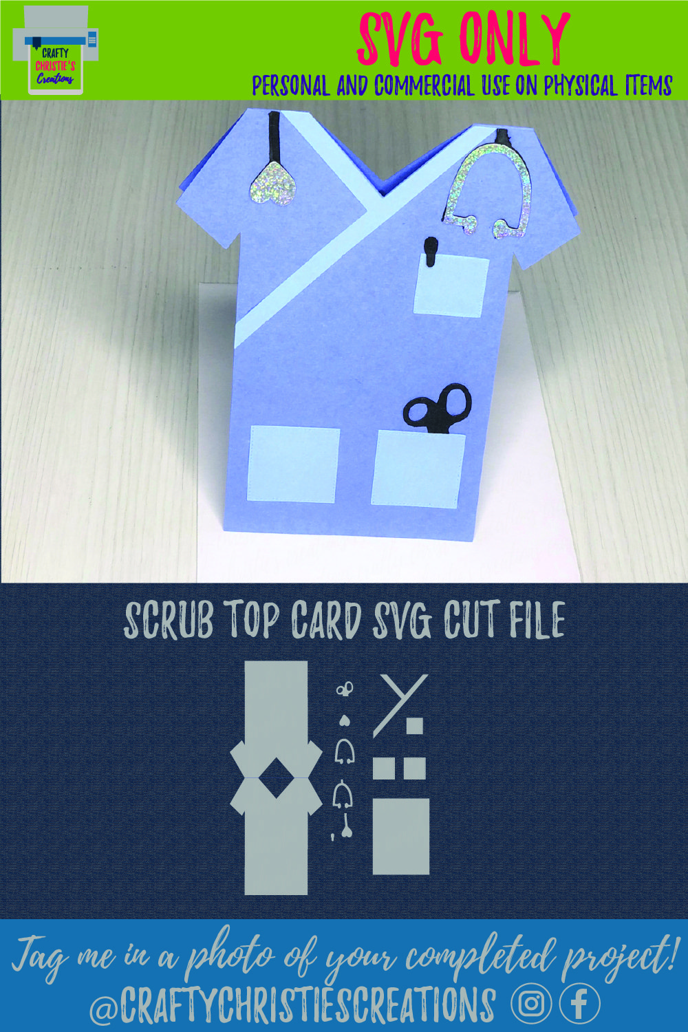 Scrub Top Card SVG - Nurse Card SVG - Nurses Day Card SVG