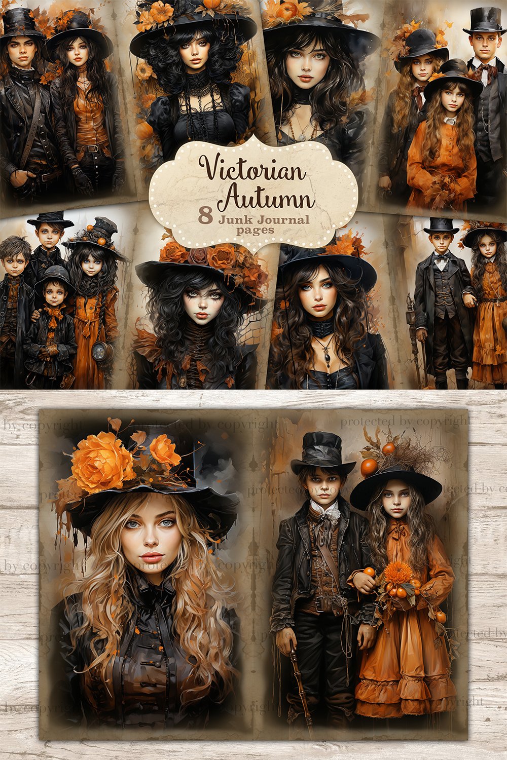 Victorian Autumn Junk Journal Pages | Fall Digital Art