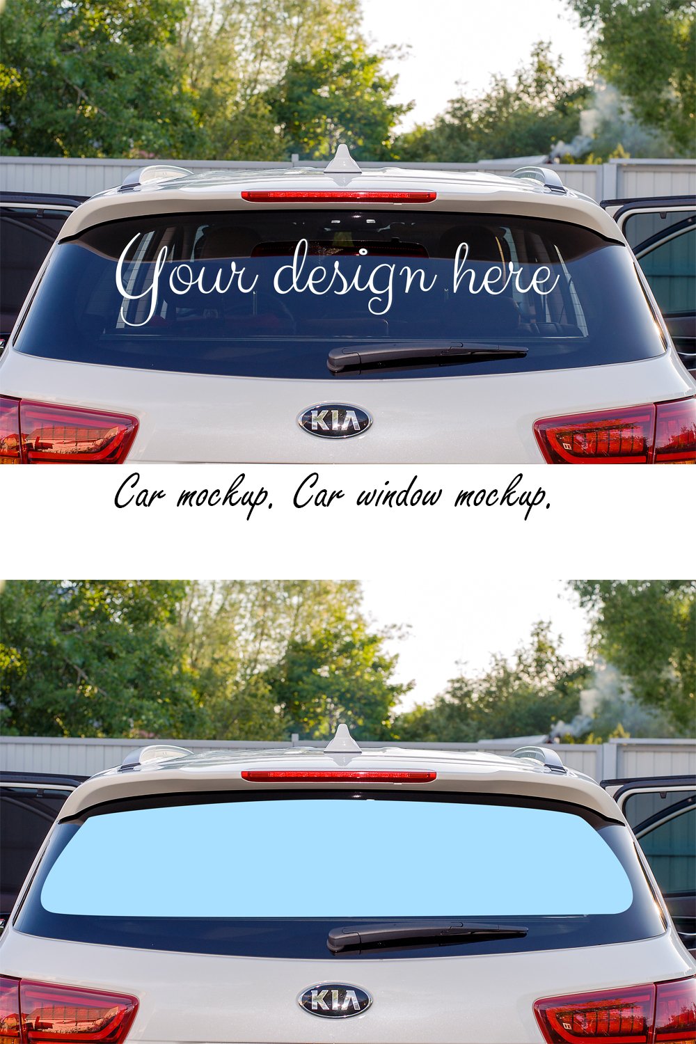 Car mockup. Car window mockup.