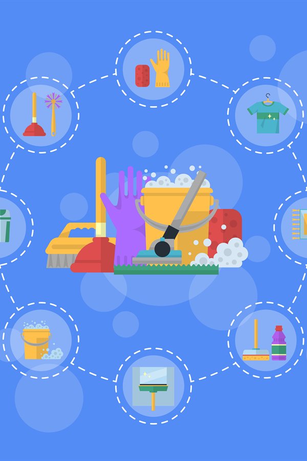 Vector cleaning flat icons infographic illustration