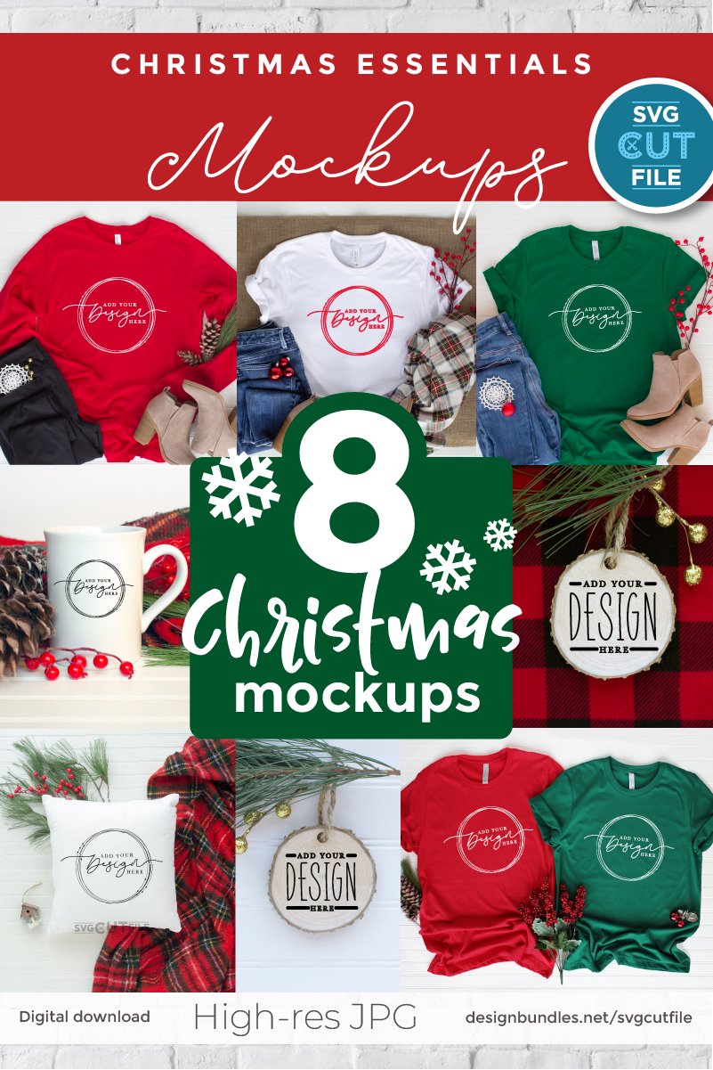 Christmas mockup bundle - Bella Canvas mockups, (809854)