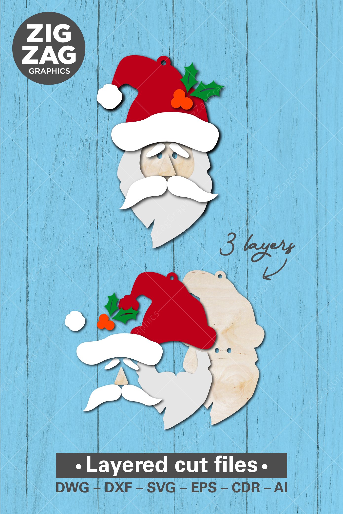 3D Layered Christmas ornament svg cut file