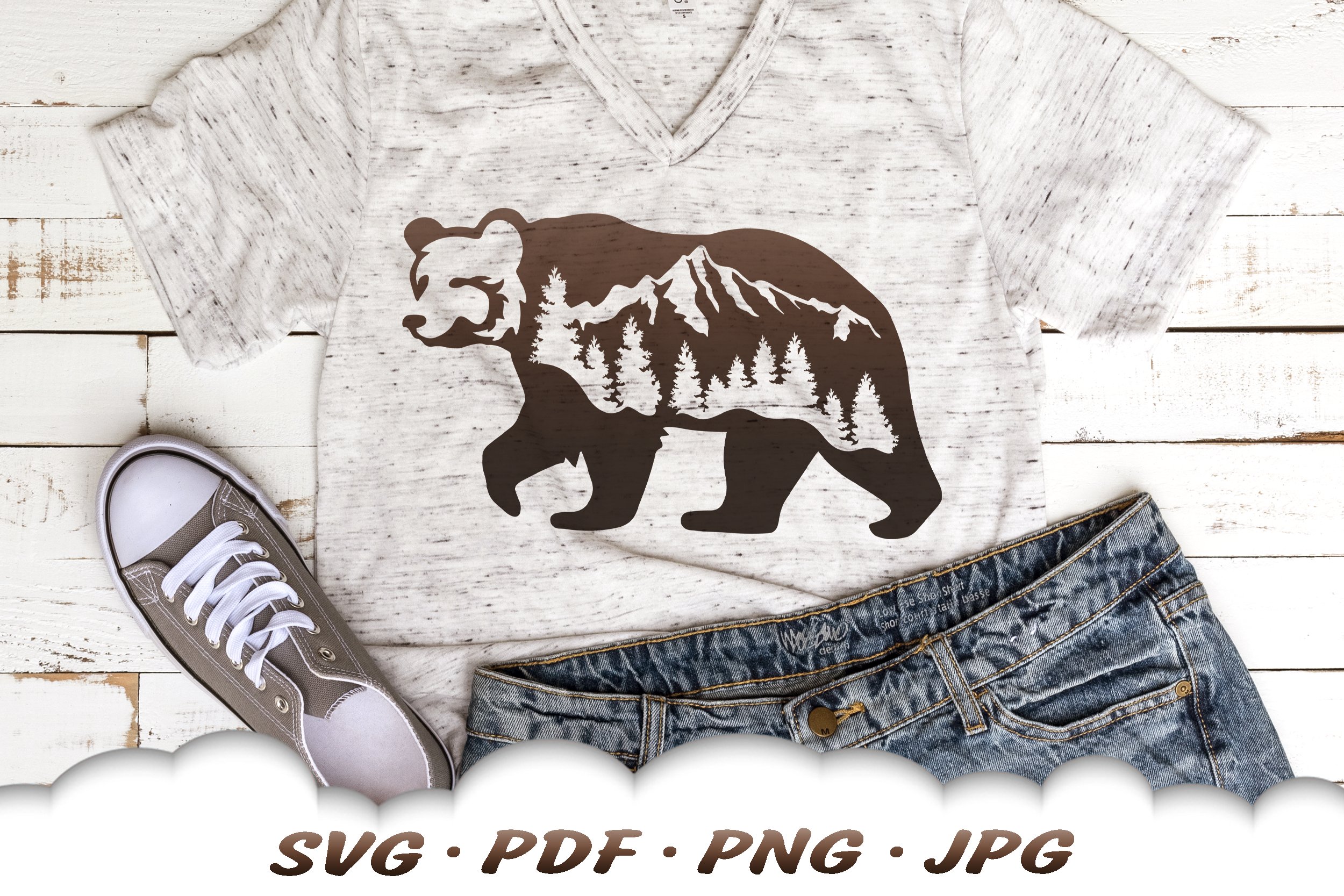 Mountain Bear SVG | Bear Silhouette | Mountain Scene