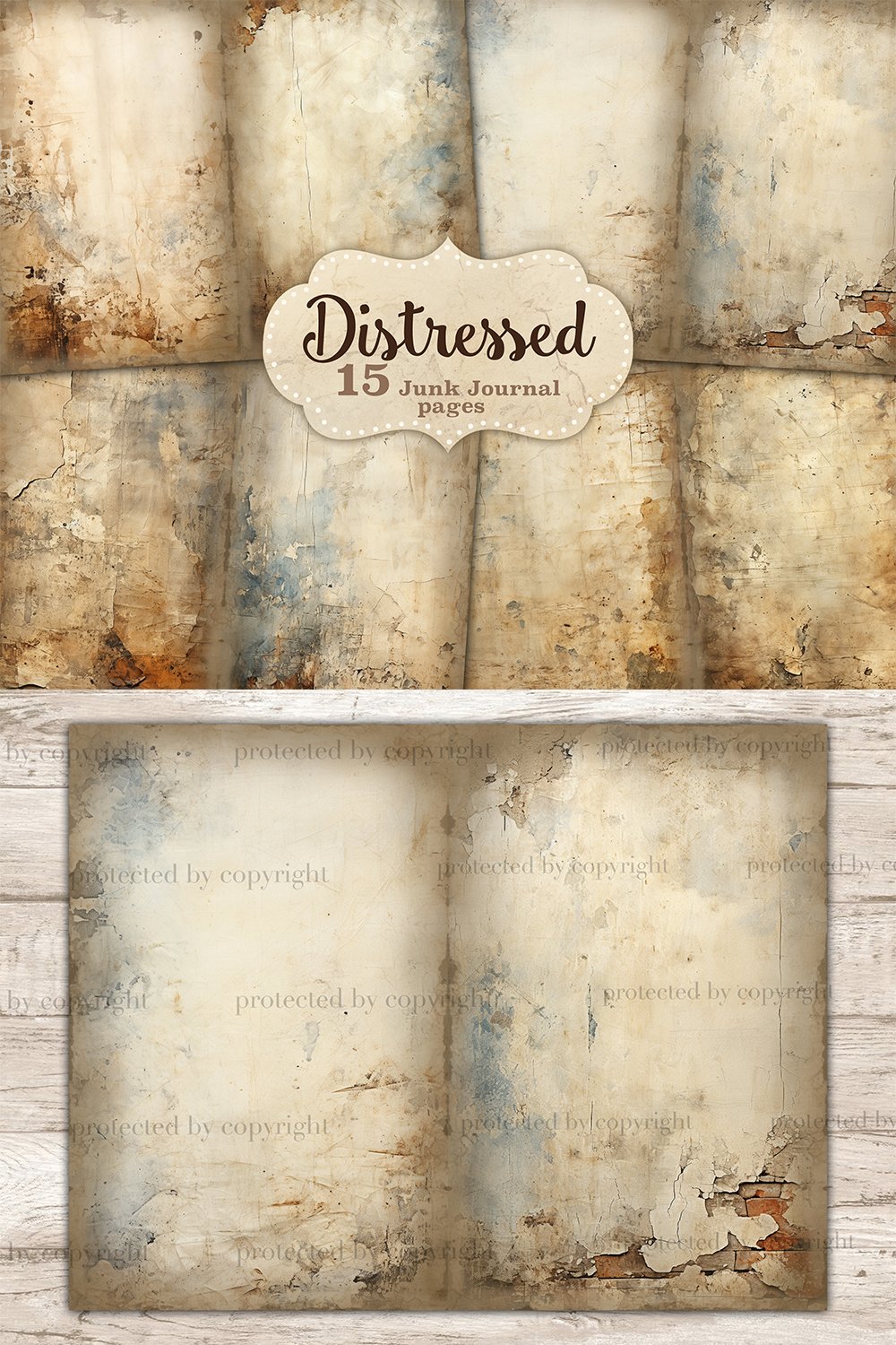 Distressed Junk Journal Pages | Blank Scrapbook Paper