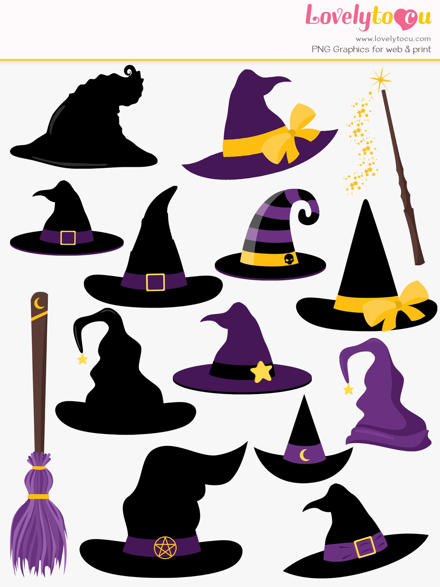 Witch hat clipart set (939542)