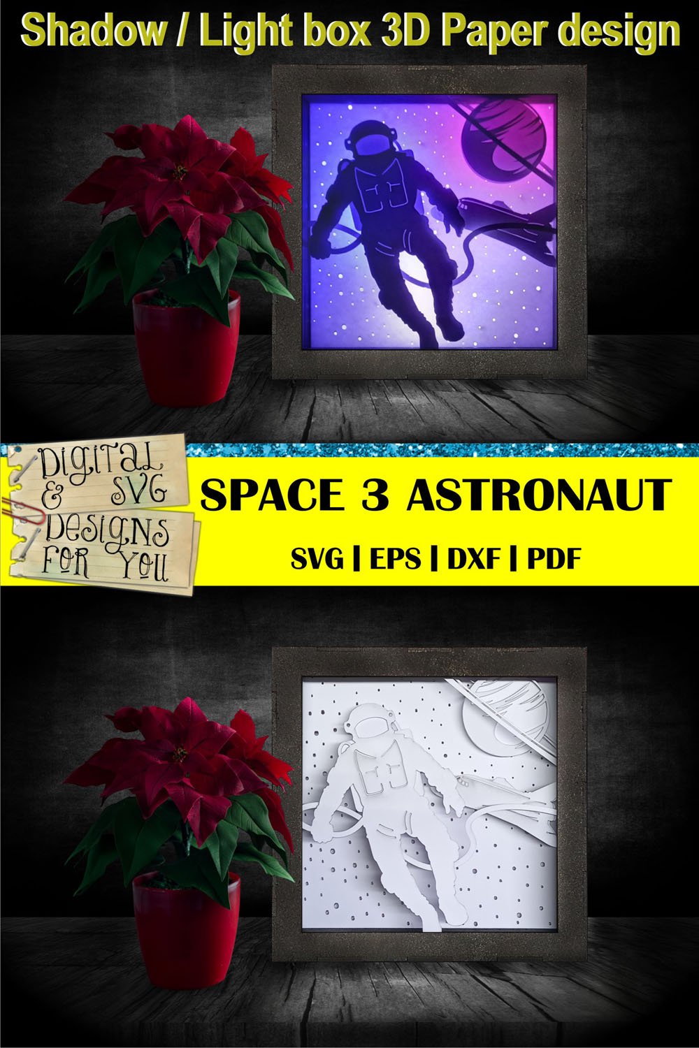 Space 3 Astronaut Space walk - 3D Light box | 3d Shadow box