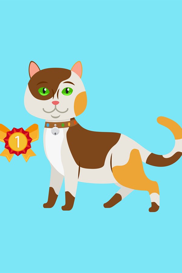 Cat win an award illustration