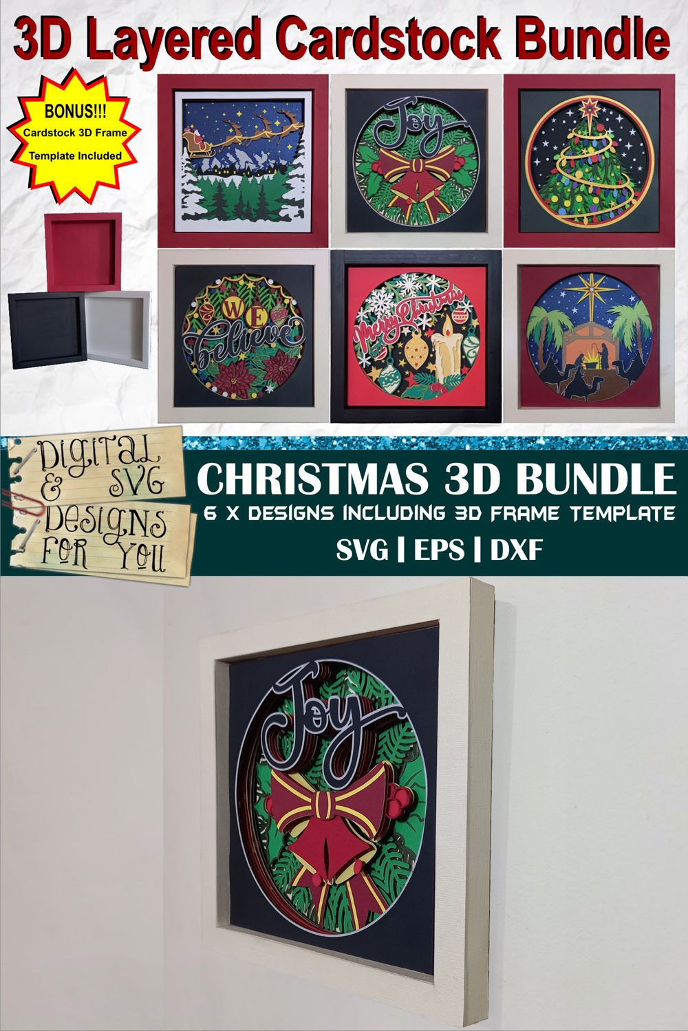 3D Christmas Bundle - Layered Cardstock | 3D (1723550)