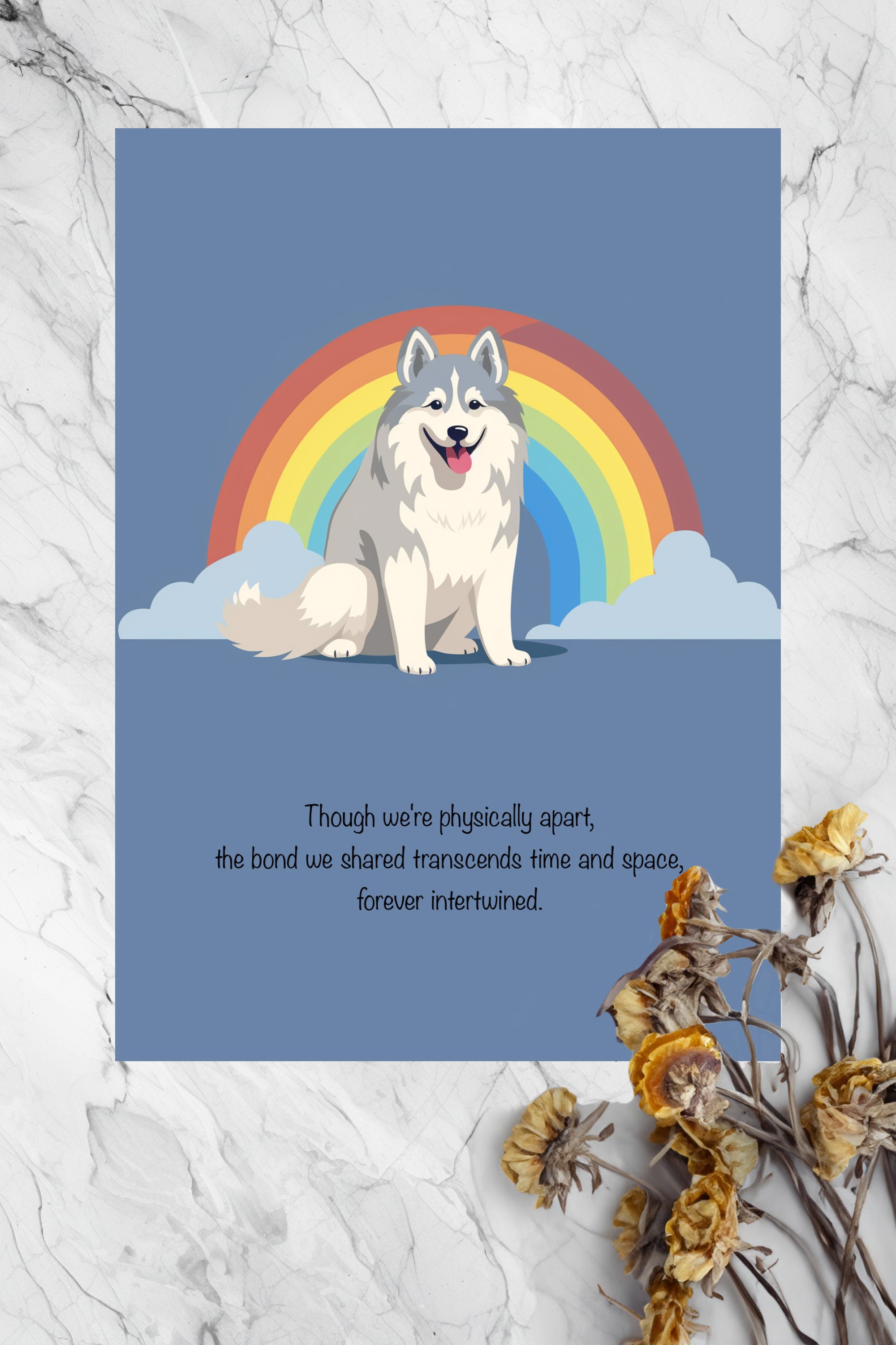 Husky Rainbow Bridge Dog Sympathy card DIGITAL download