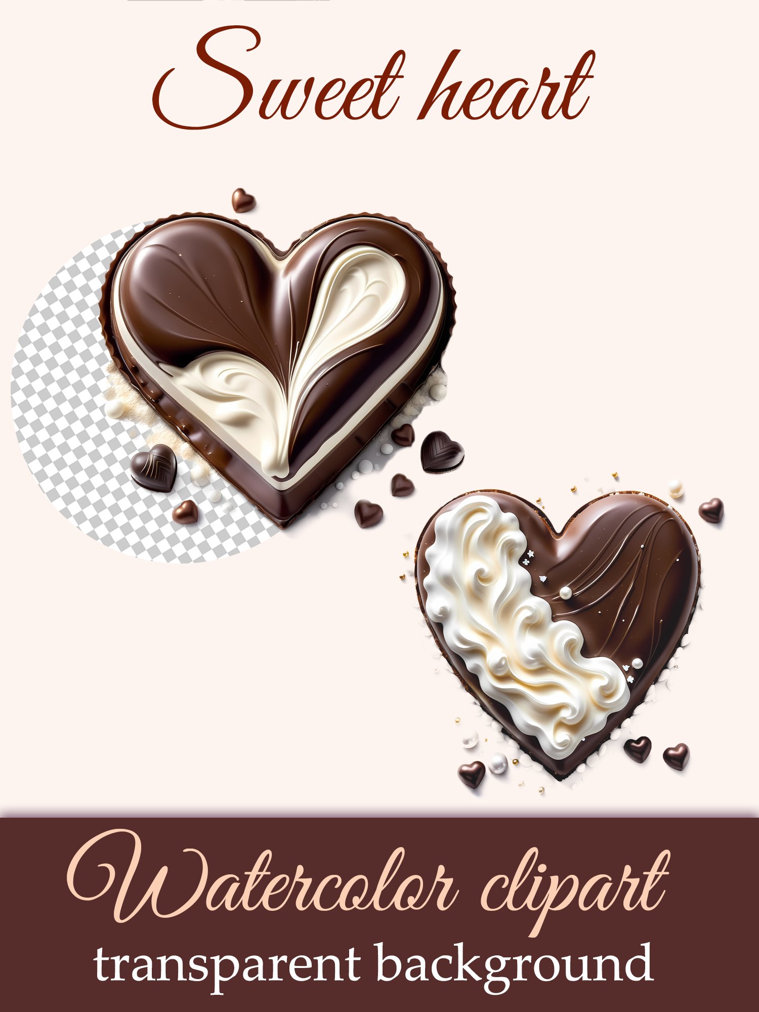 Watercolor exquisite clipart of heart perfect for birthdays