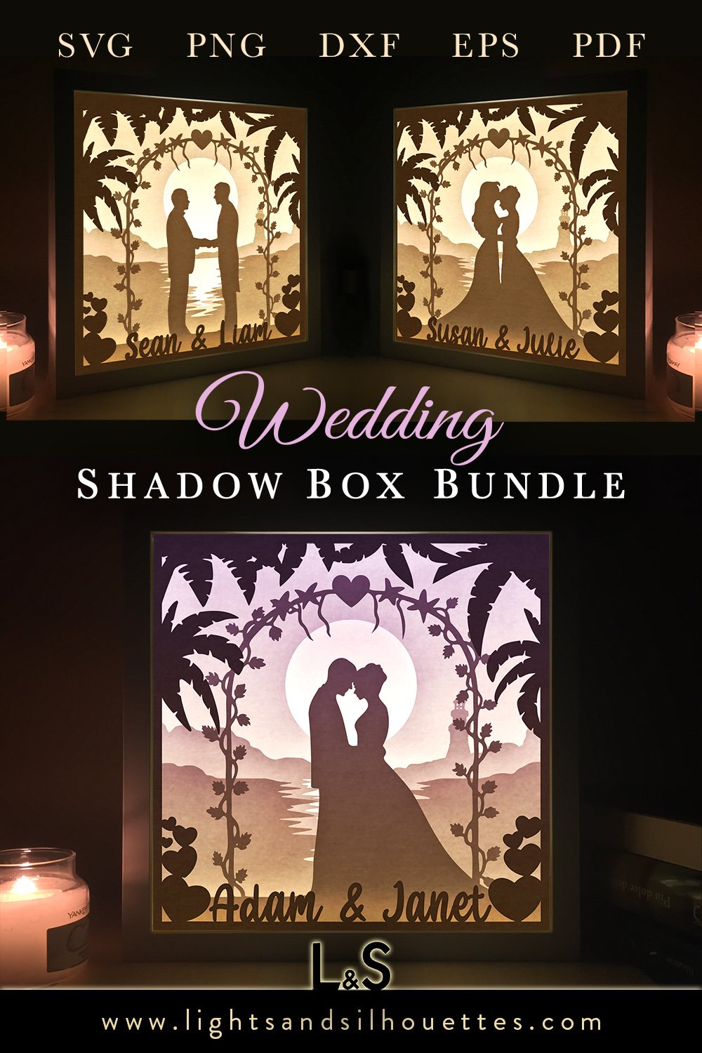 Wedding Shadow Box Bundle | Customizable Lightbox Svg