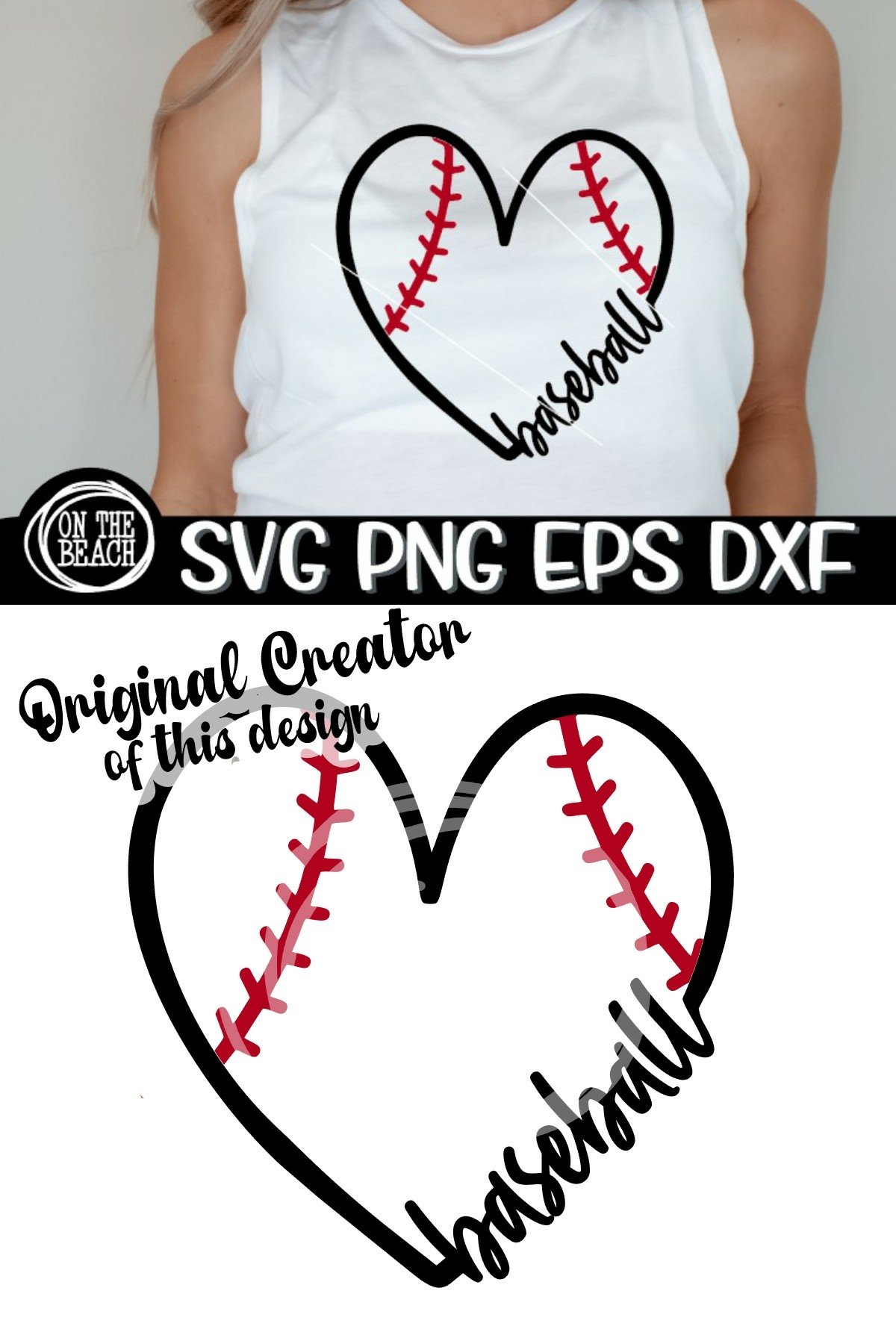 Baseball - Heart - Baseball Threads - SVG PNG DXF EPS
