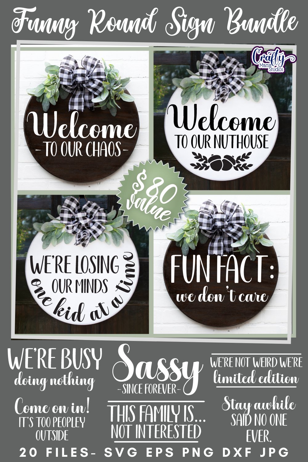 Funny Round Farmhouse Sign Bundle | Round Sign Home Bundle