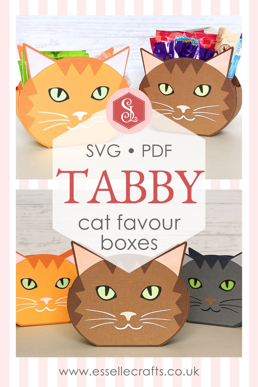 Tabby Cat Favour Box SVG and PDF Templates