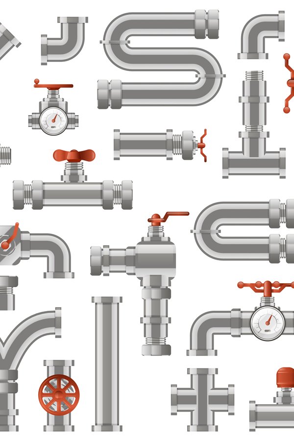 Pipeline construction. Water pipe sections, industrial tube