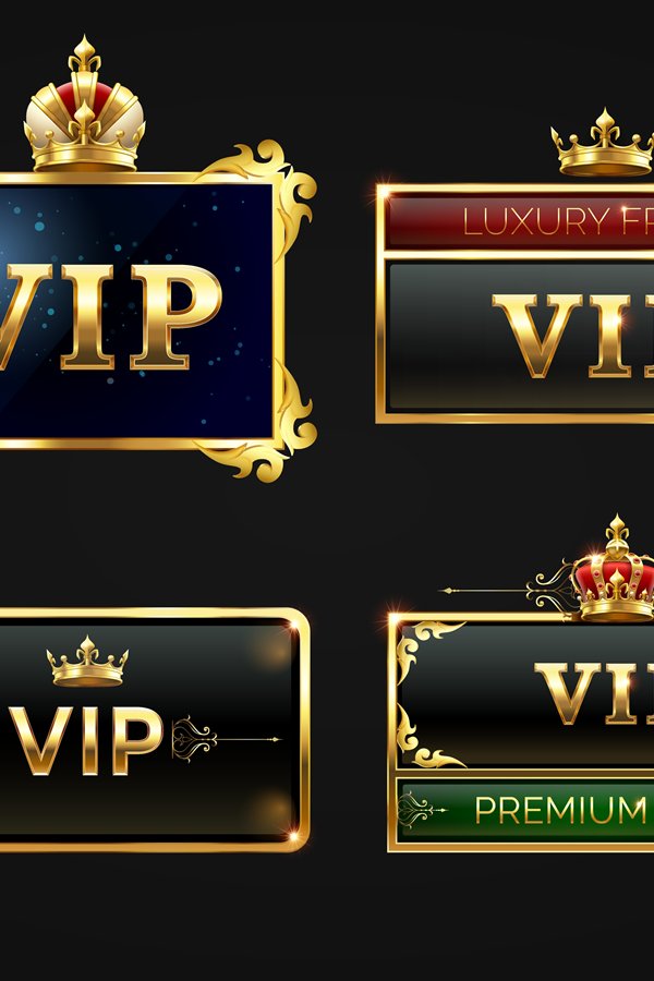 Vip frames, black label with golden glowing border with crow