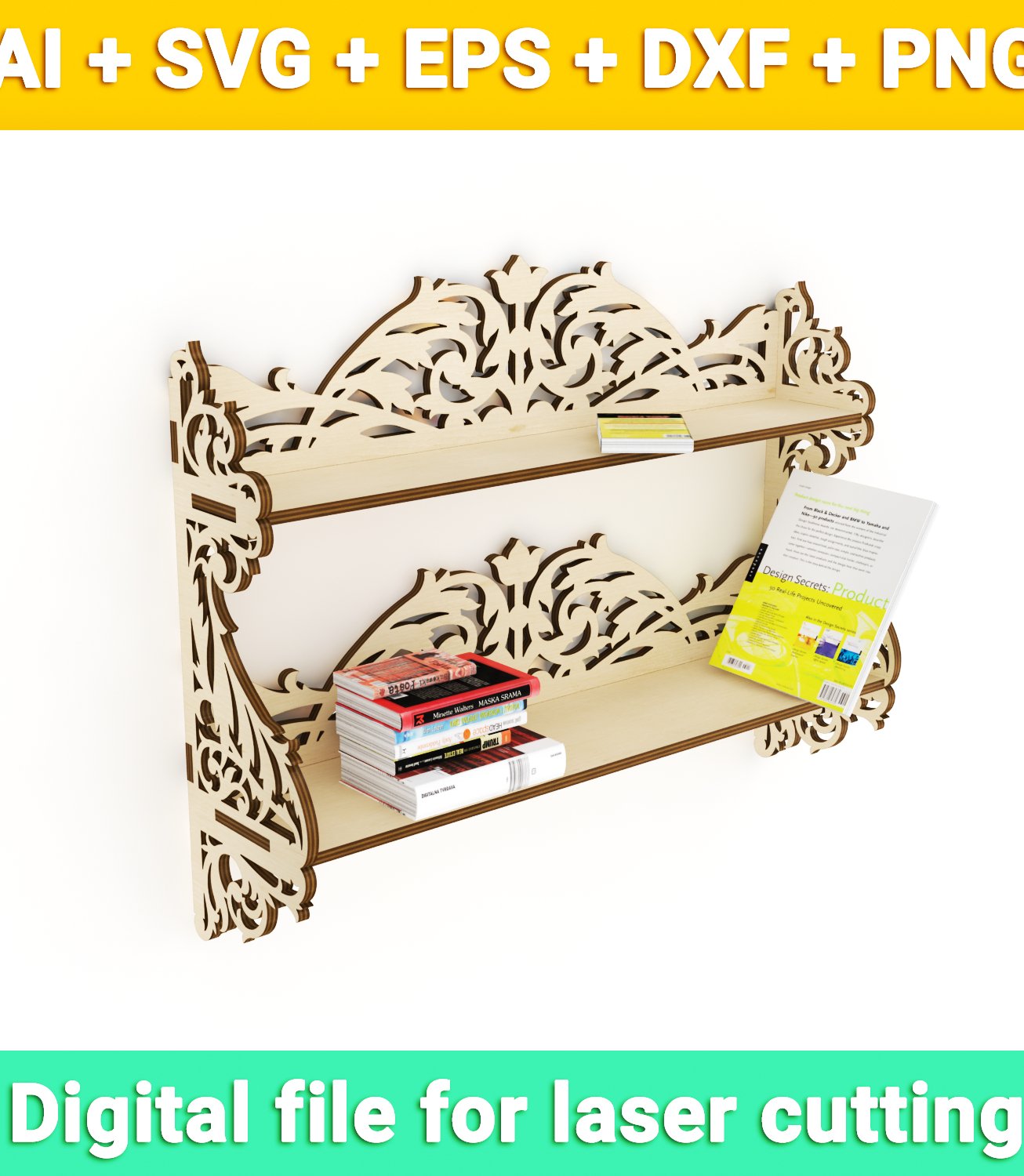 Double shelf with a pattern vector for CNC svg vector file