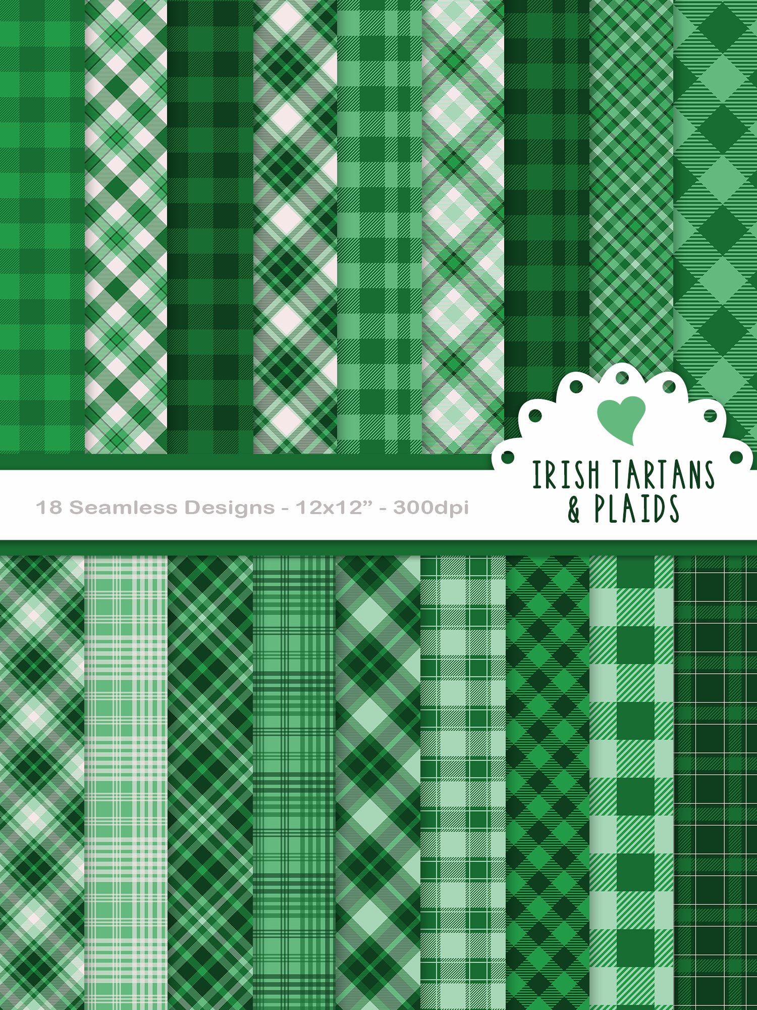 Irish tartan and plaids, seamless scrapbook paper (1800798)