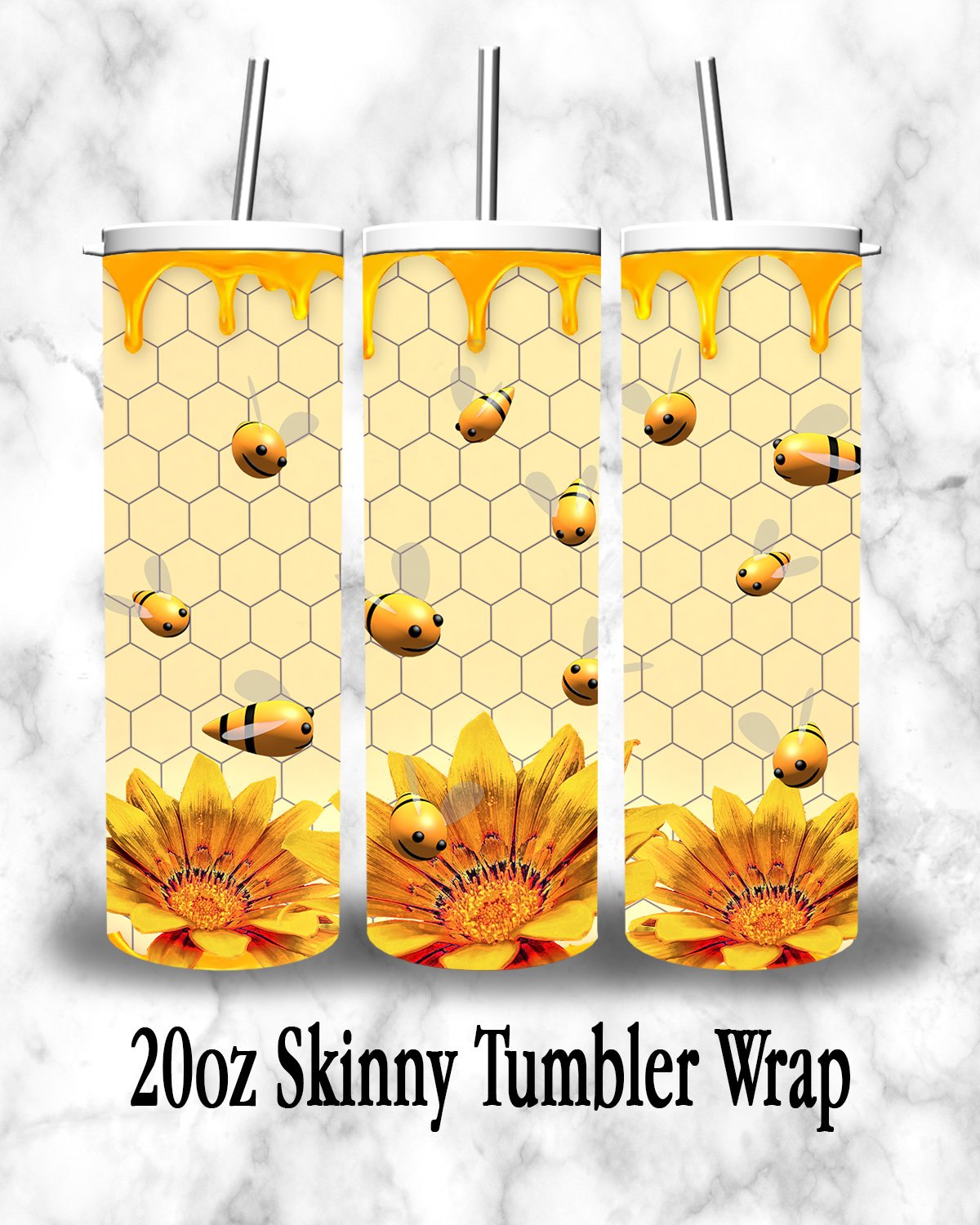 Bee Tumbler Wrap PNG 20oz Skinny Tumbler