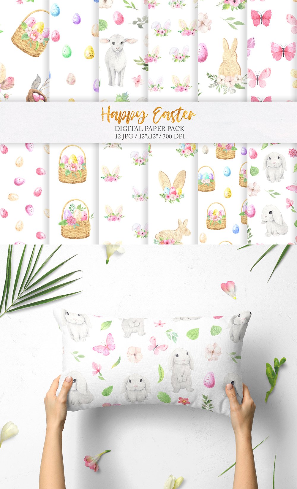 Watercolor Spring Easter Digital Papers (2504213)