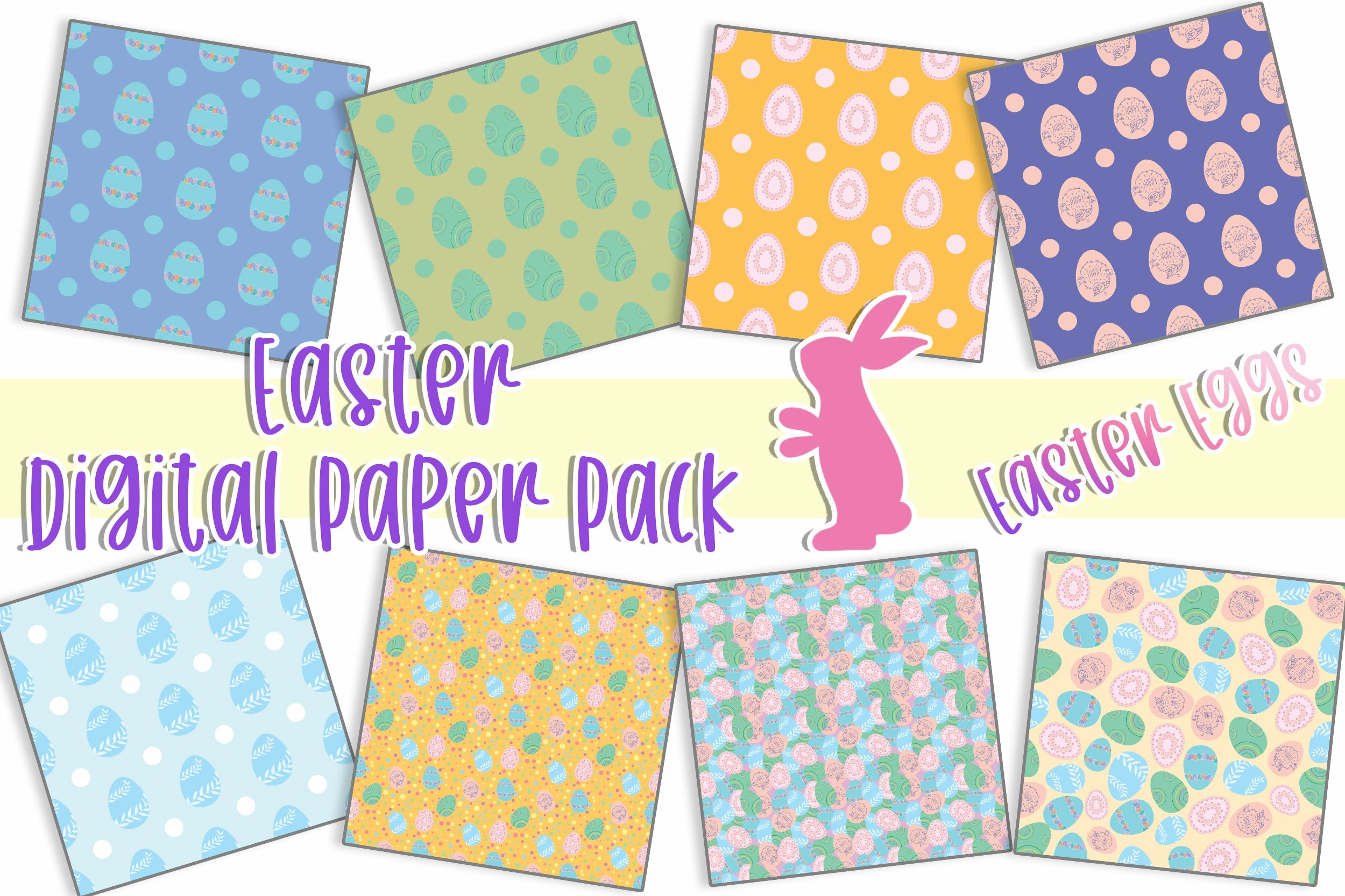 Digital Paper Seamless Patterns Spring Easter Eggs Bundle