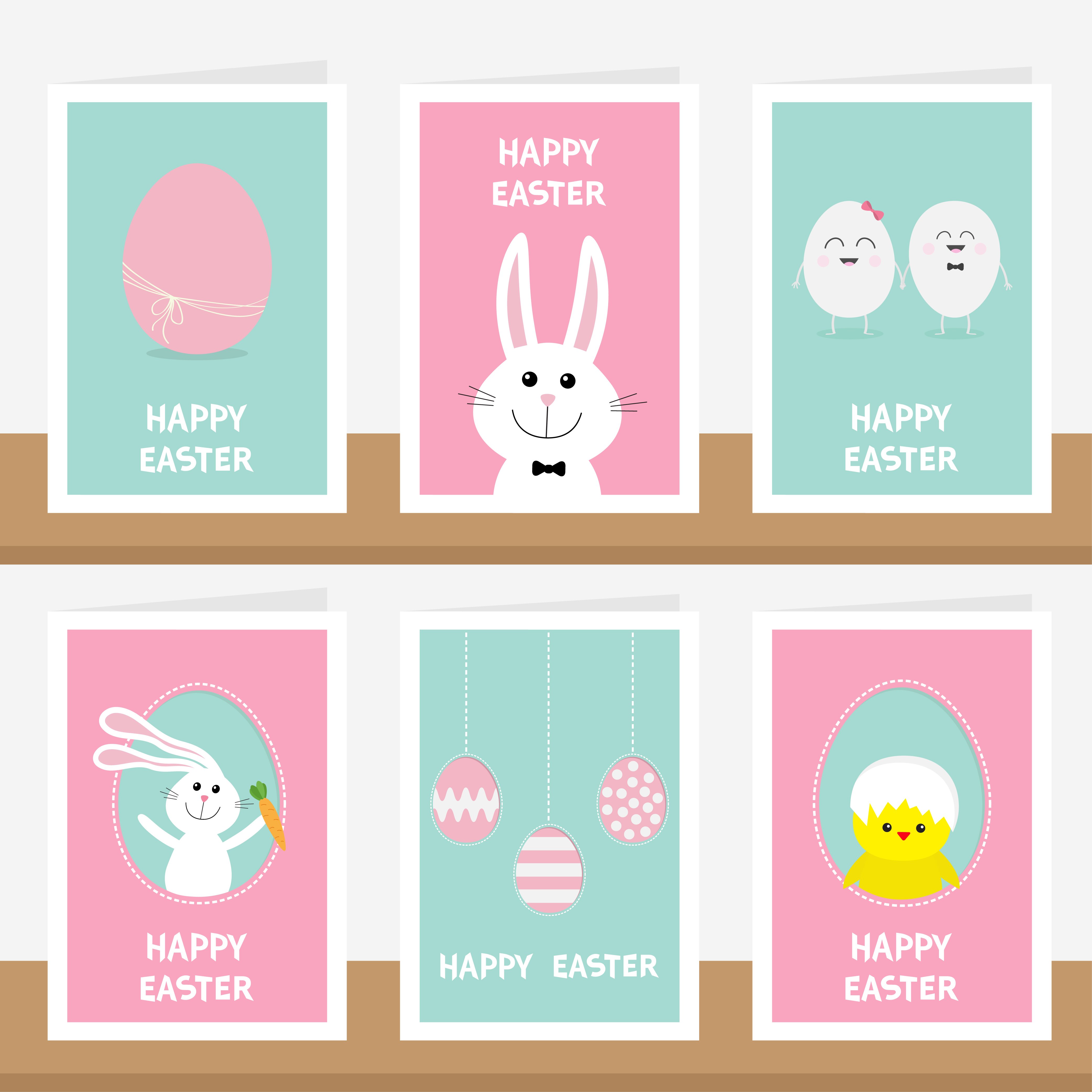 Happy Easter greeting card set. Vector