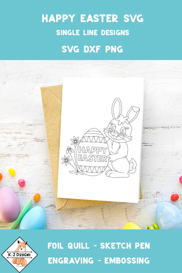 Happy Easter Bunny SVG for Foil Quill | Single Line Designs