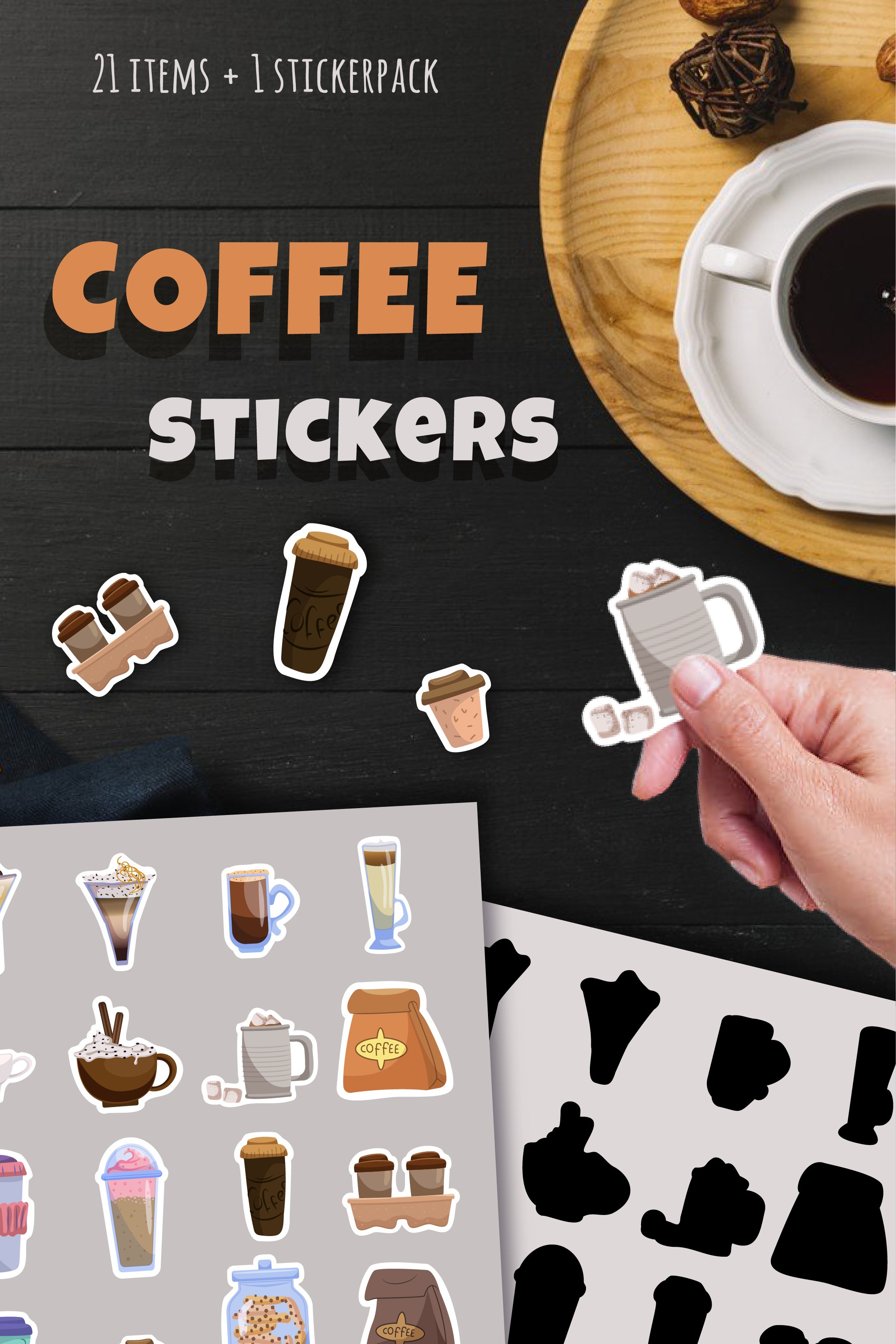 Coffee stickers bundle, Drink stickers (2135764)