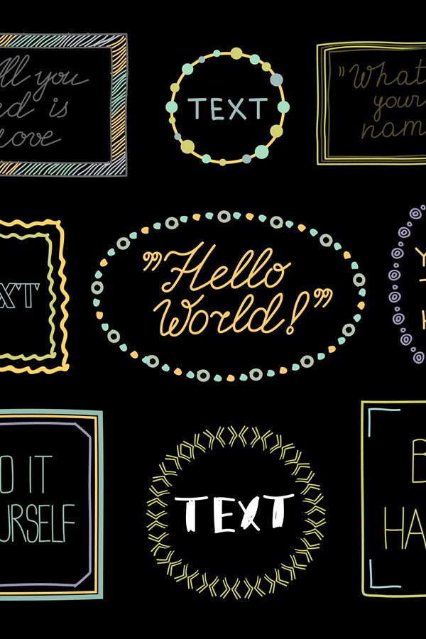 Doodle frames with text - hand drawn