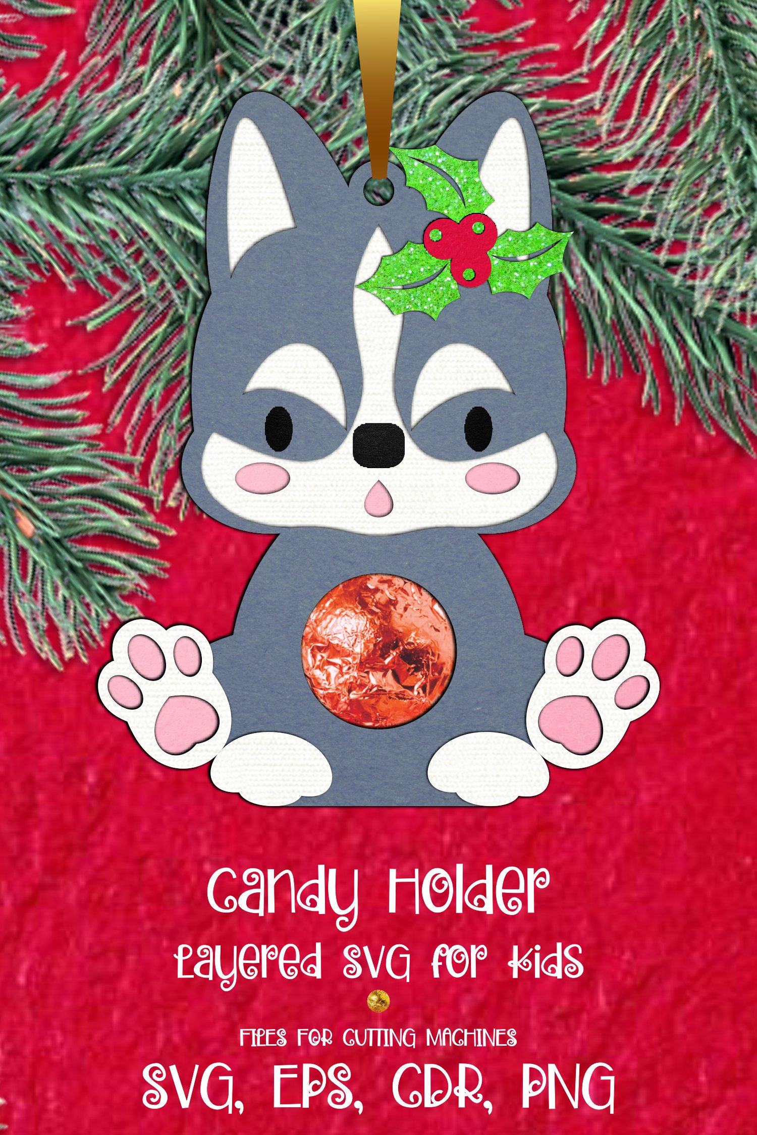 Husky Dog Candy Holder Template