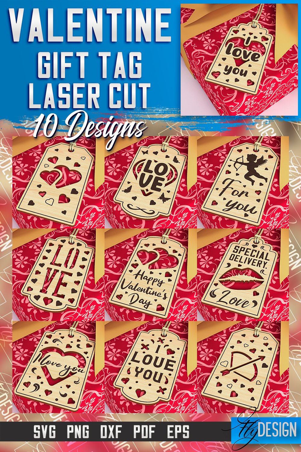 Valentines Gift Tag Laser Cut |Valentine's day Tag (3051964)