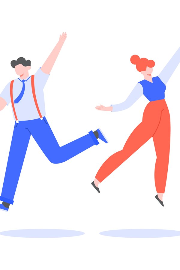 Happy jumping office team. Smiling people jumping at work