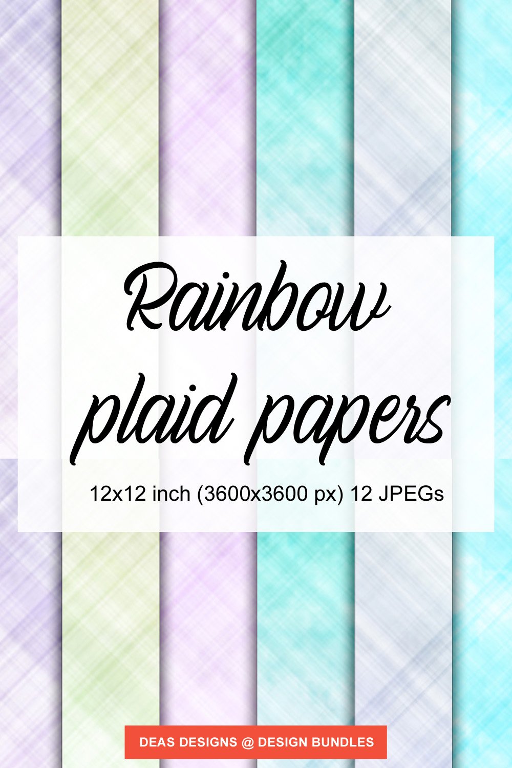 Rainbow plaid digital papers