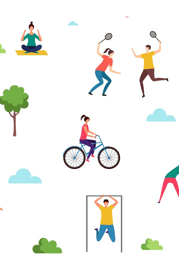 People doing sport exercises. Outdoor activities, woman man