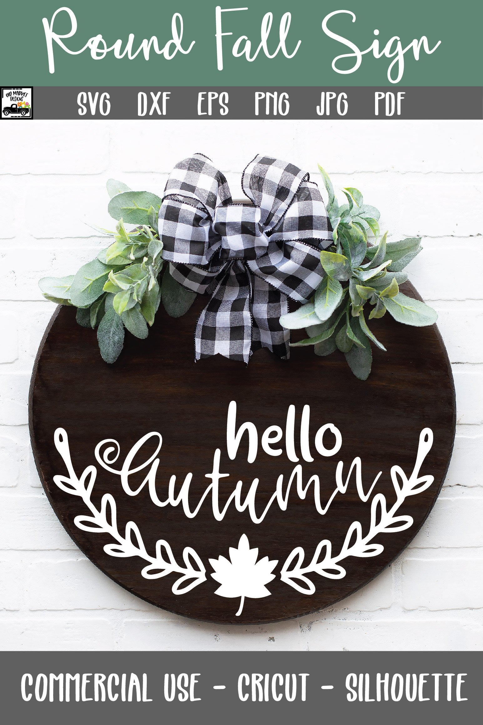 Hello Autumn SVG File | Round Fall Sign SVG File