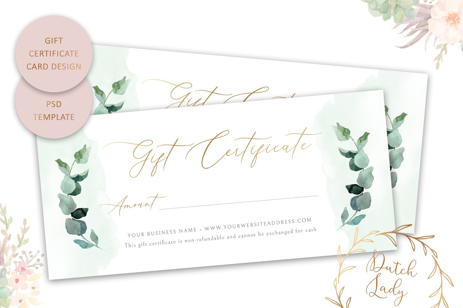 Gift Certificate Card Template - Single Sided #2