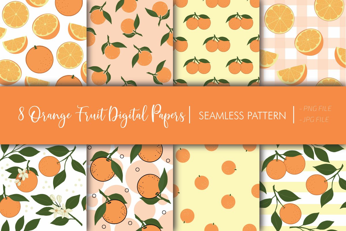 Orange Fruit Digital Papers - Seamless Pattern