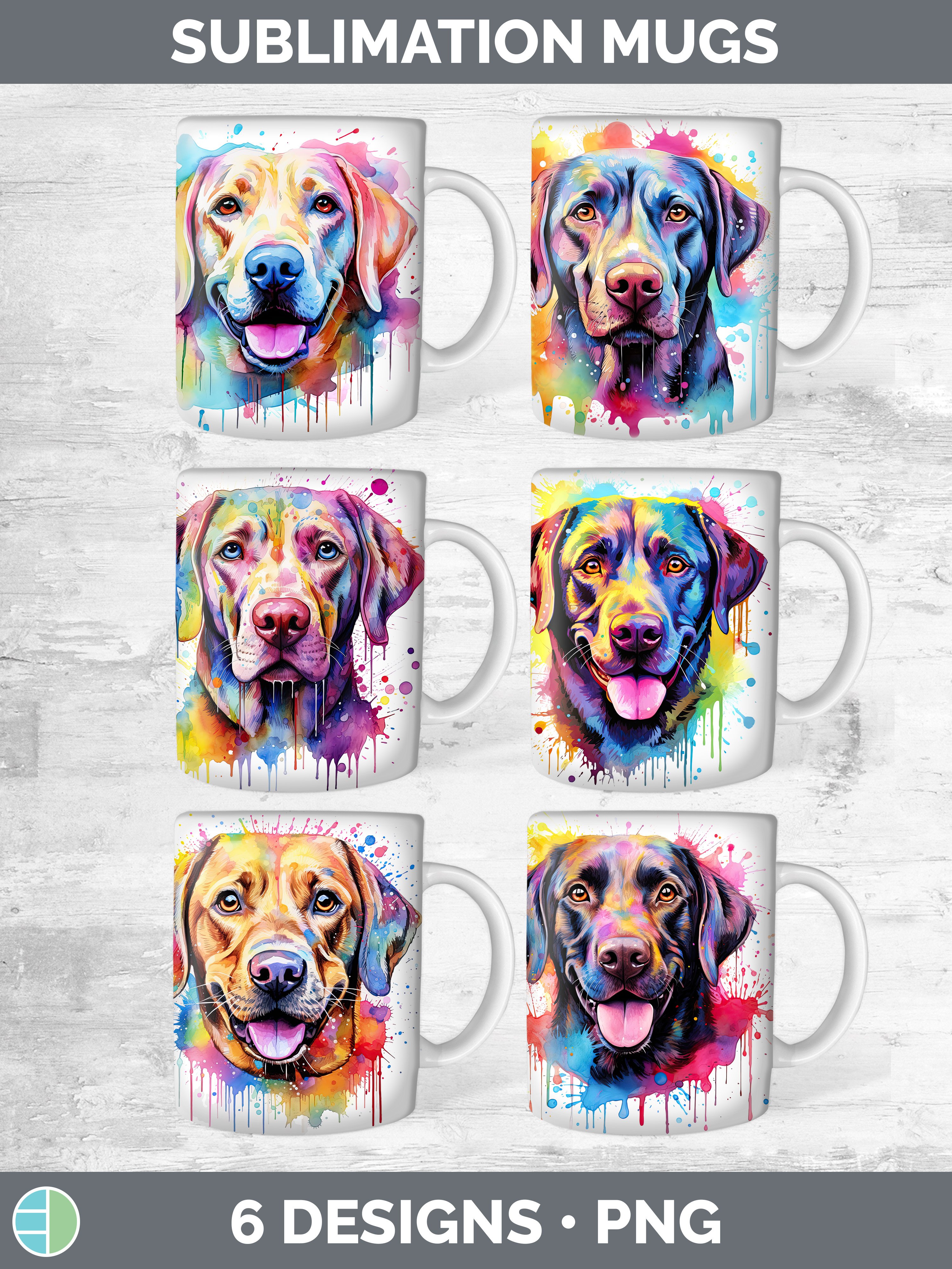 Splat Rainbow Labrador Retriever Dog Mug Wrap | Sublimation