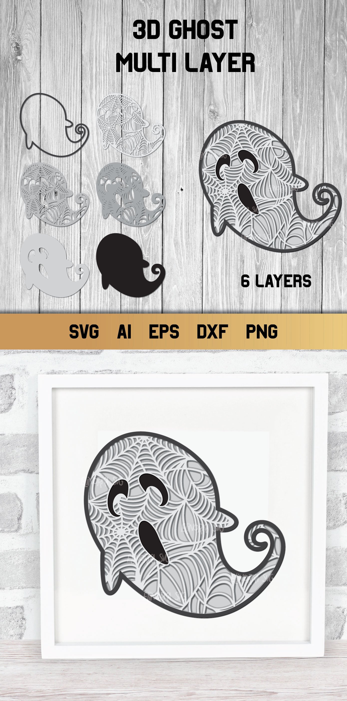 Layered SVG Ghost | 3D Halloween SVG | Cut File