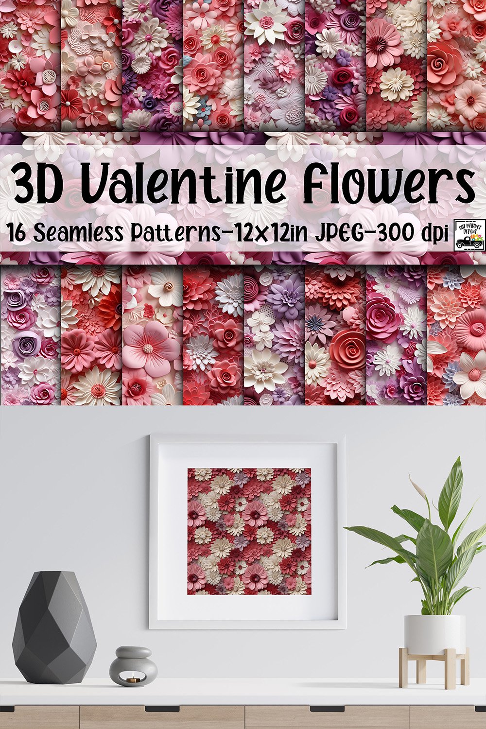 Seamless 3d Flowers Digital Paper