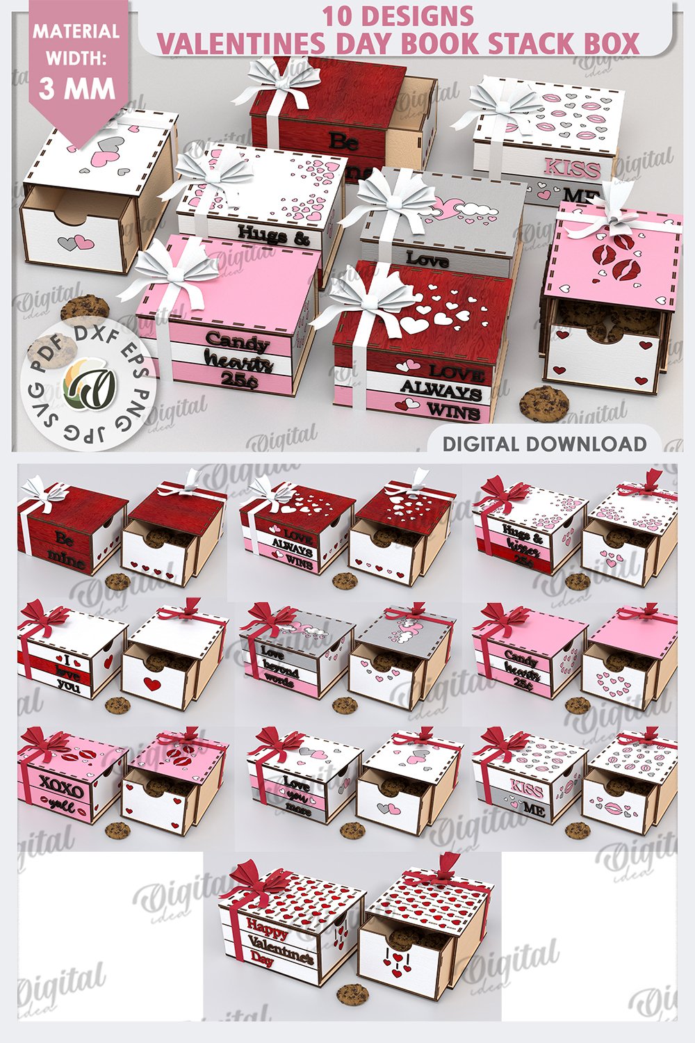 Valentine's Day Boxes Laser Cut Bundle. Valentine Day Gifts