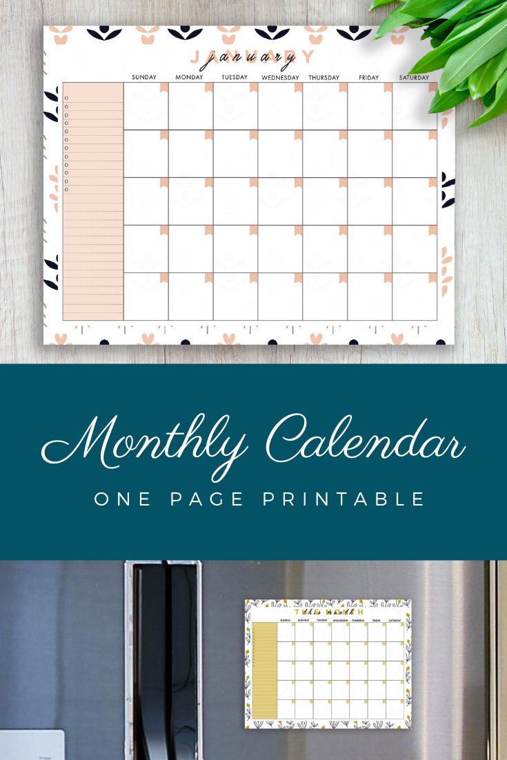 Printable Undated Monthly Calendar