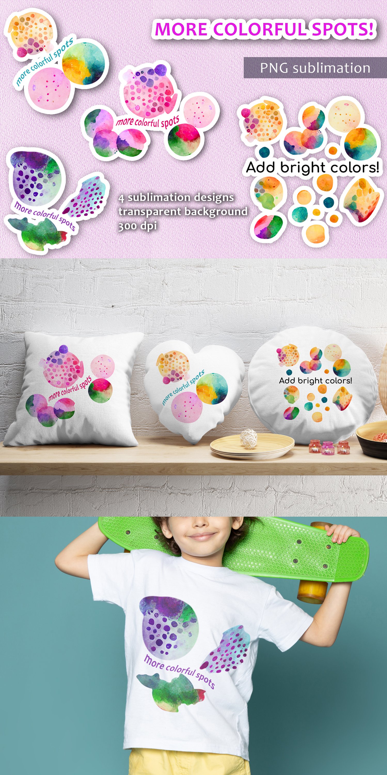 More Colorful Spots! Set of PNG sublimation designs