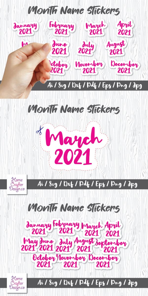 Month Name 2021 Stickers
